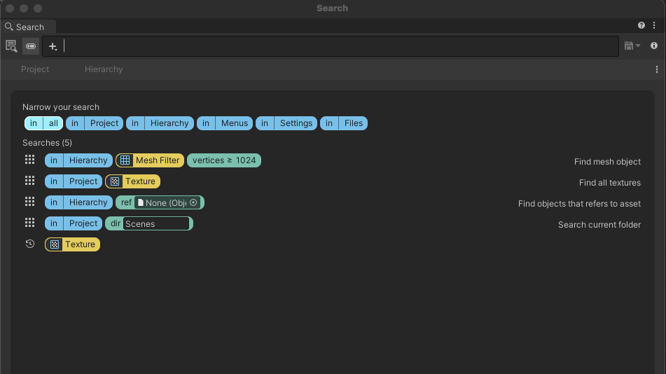 【Unity】Unity Searchでなんでも検索する - GARNET LOG
